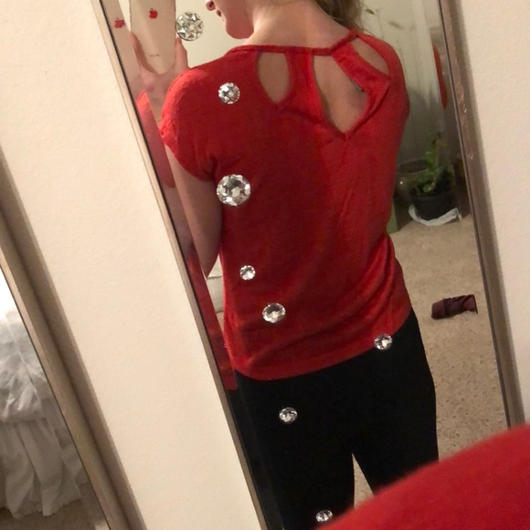 Forever 21 | Tops | Coral Linen Top With Pedal Cut Outs In Back | Poshmark